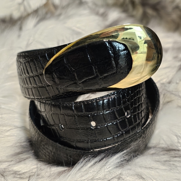 Milor | Accessories | Milor Black And Gold Belt With Textured Design ...